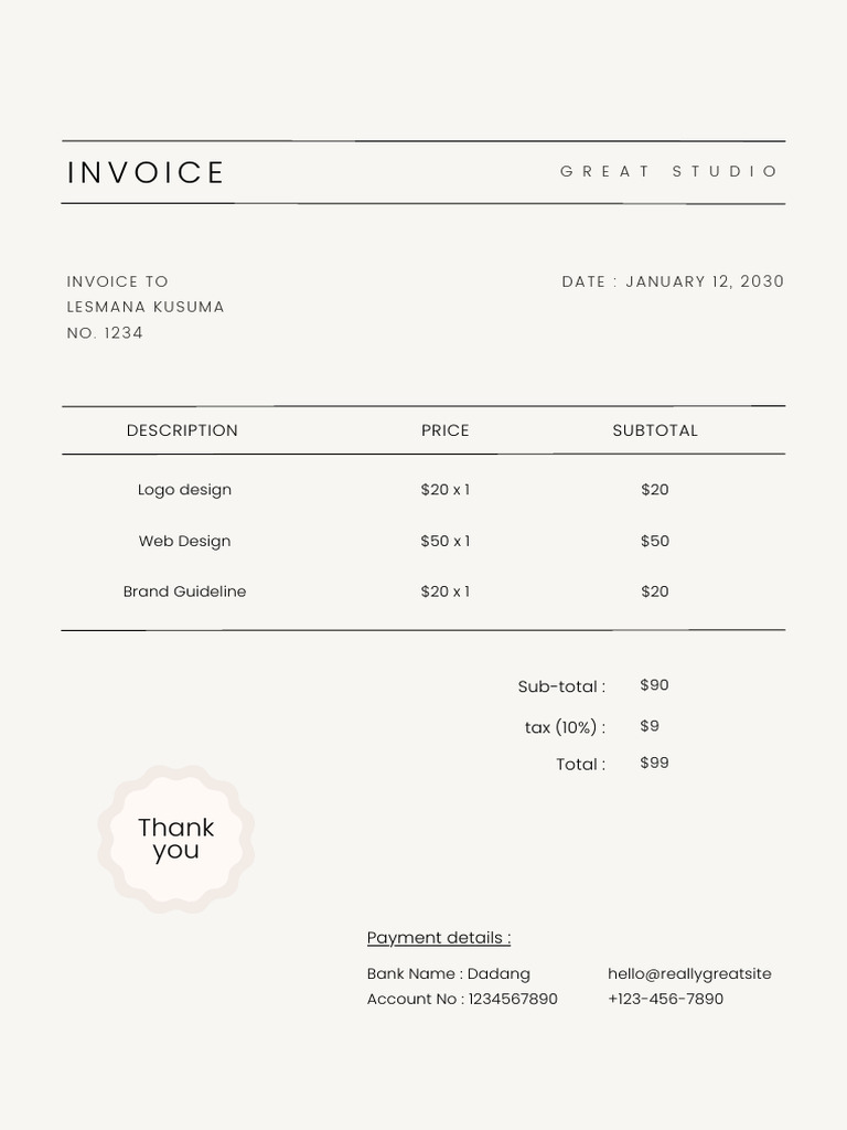 Great Studio Invoice | PDF