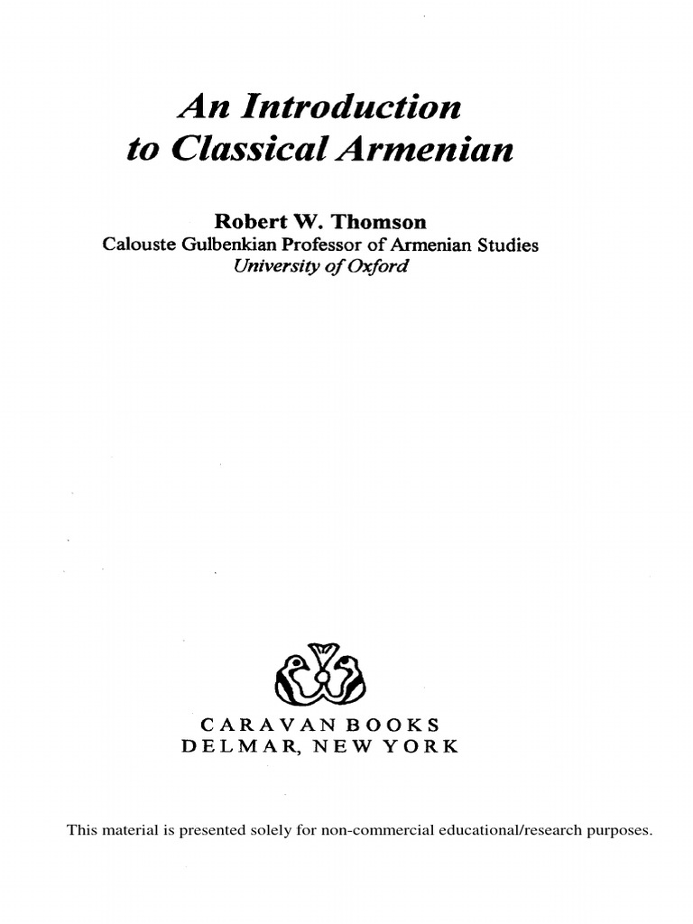 Intro To Classical Armenian | PDF | Grammatical Gender | Adjective