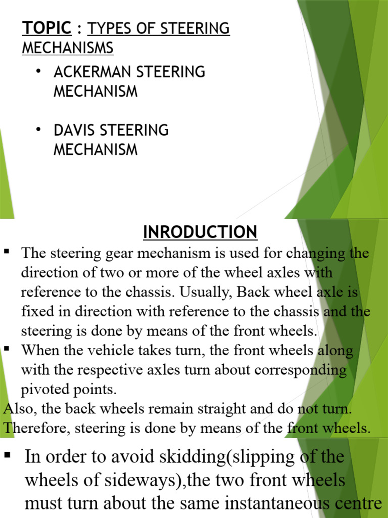 Ackermann vs. Davis Steering Mechanisms | PDF | Steering | Motor Vehicle