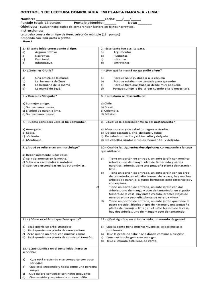 Mi Planta Naranja Lima Control 1 | PDF