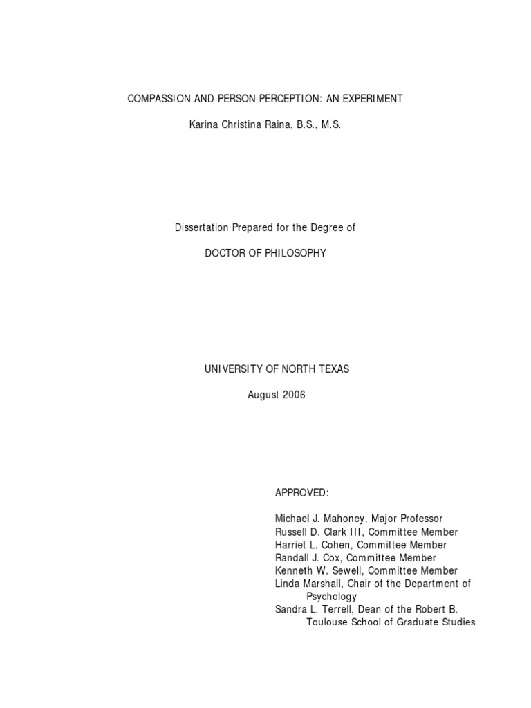 Compassion and Person Perception_ An Experiment - PDF Room | PDF ...