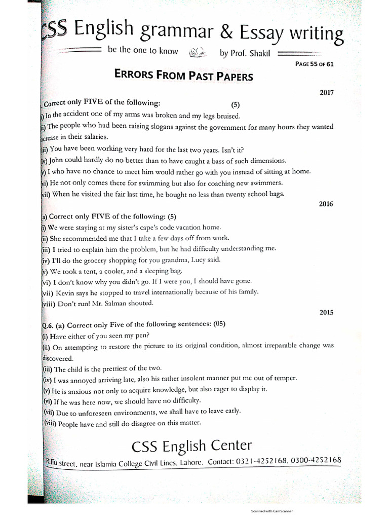 Sentence Correction Past Papers | PDF