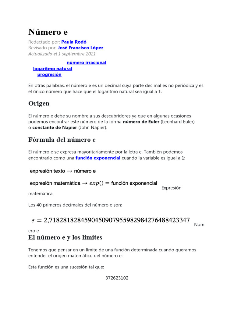 Número e | PDF | Números | Secuencia