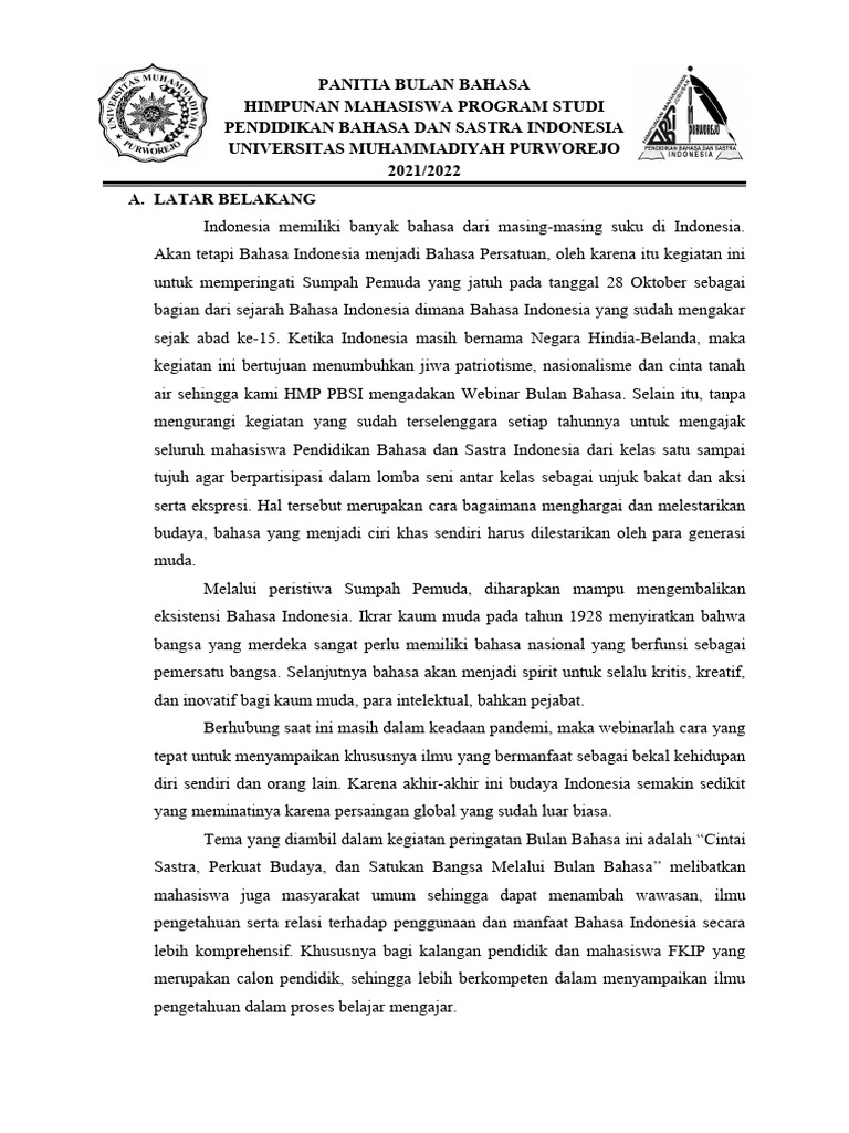Proposal Bulan Bahasa 2021 | PDF
