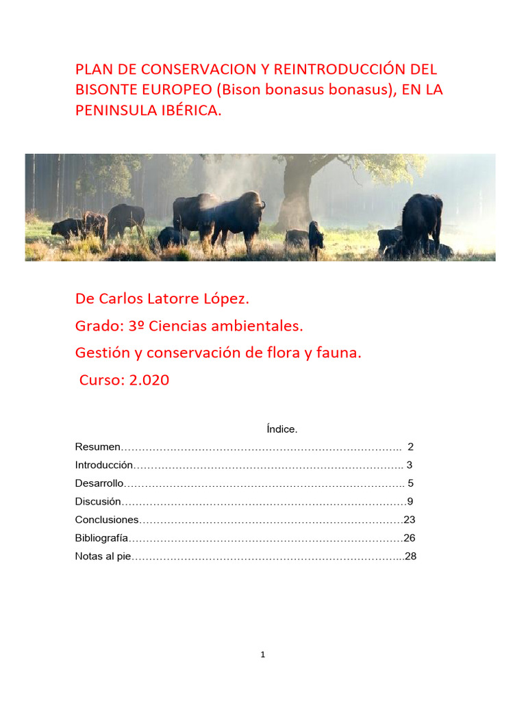 Memoria Gestion de Flora y Fauna | PDF | Megafauna | Endogamia