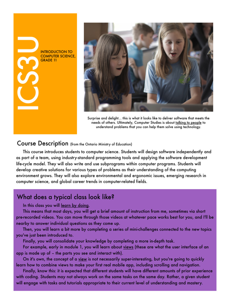 ICS3U - Student Outline - 2022-23 | PDF | Computer Science | Software