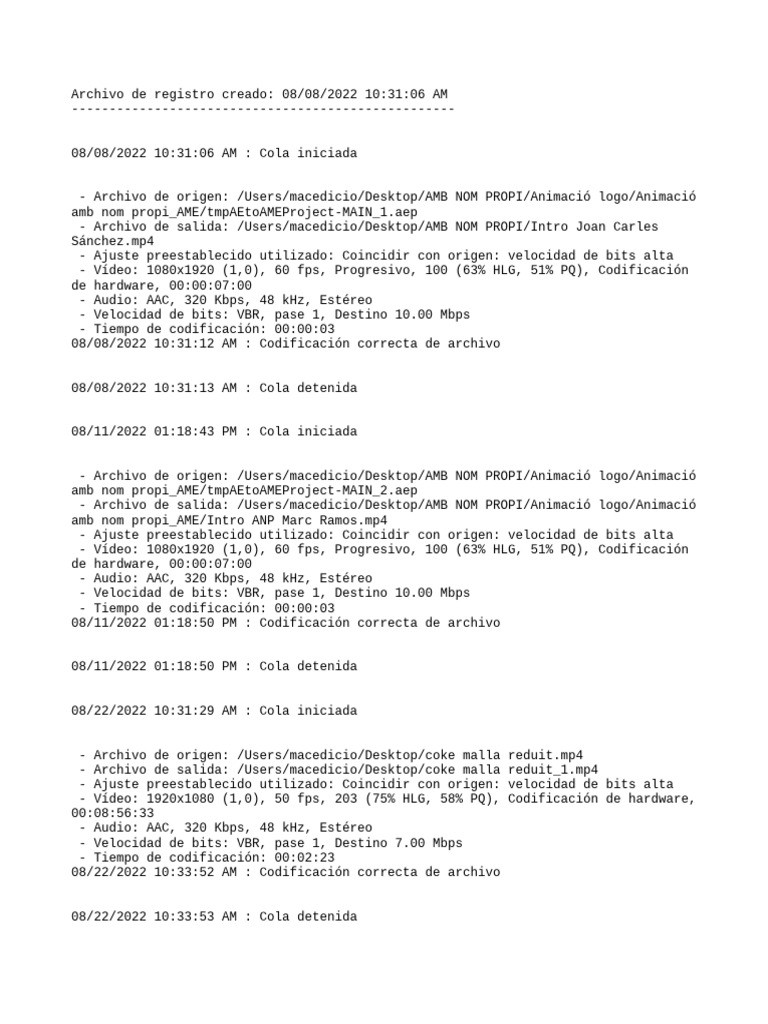 AMEEncoding Log | PDF | Tecnología de pantalla | Tecnología digital