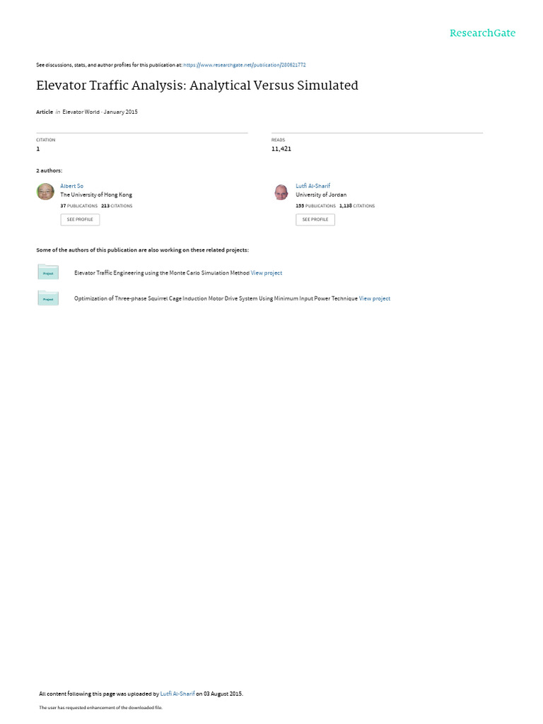 Traffic Analysis Cvs S | PDF | Simulation | Elevator