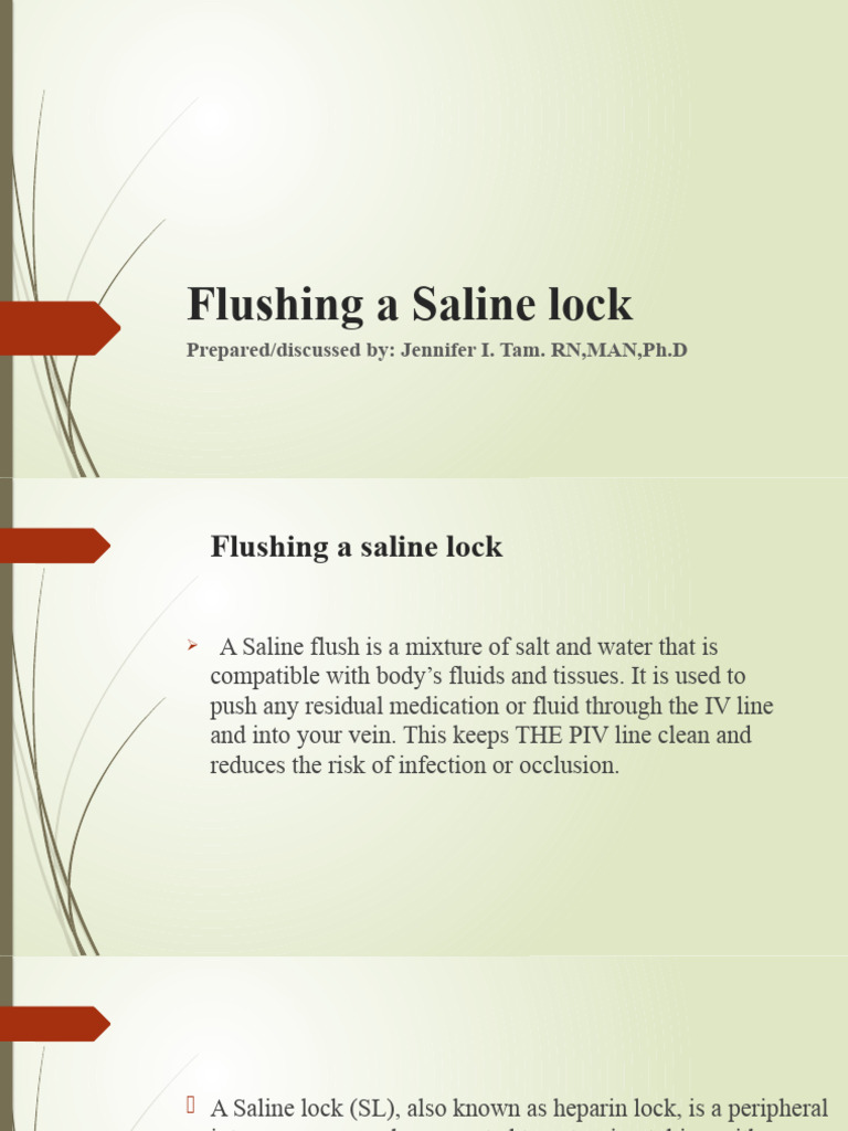 Flushing A Saline Lock | PDF | Intravenous Therapy | Saline (Medicine)