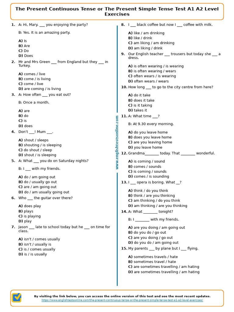 424_the-present-continuous-tense-or-the-present-simple-tense-test-a1-a2 ...