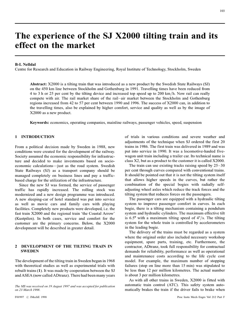 The Experience of The SJ x2000 Tilting Train and Its Effect On The ...