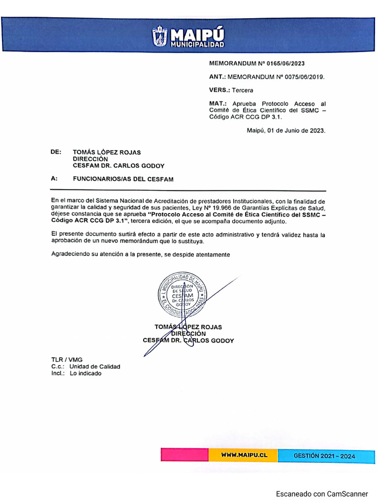 DP 3.1 Protocolo Acceso A Comité de Ética Científico SSMC V3 | PDF