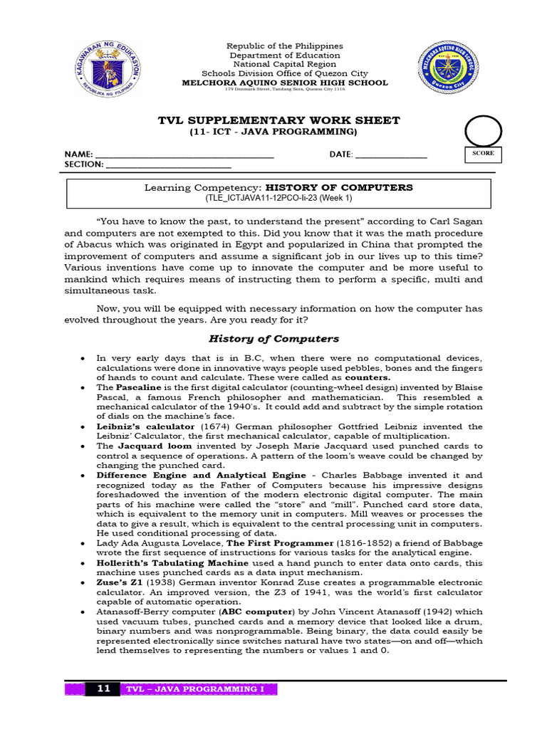 Q1 WS1 W1 History of Computers | PDF | Personal Computers | Integrated ...