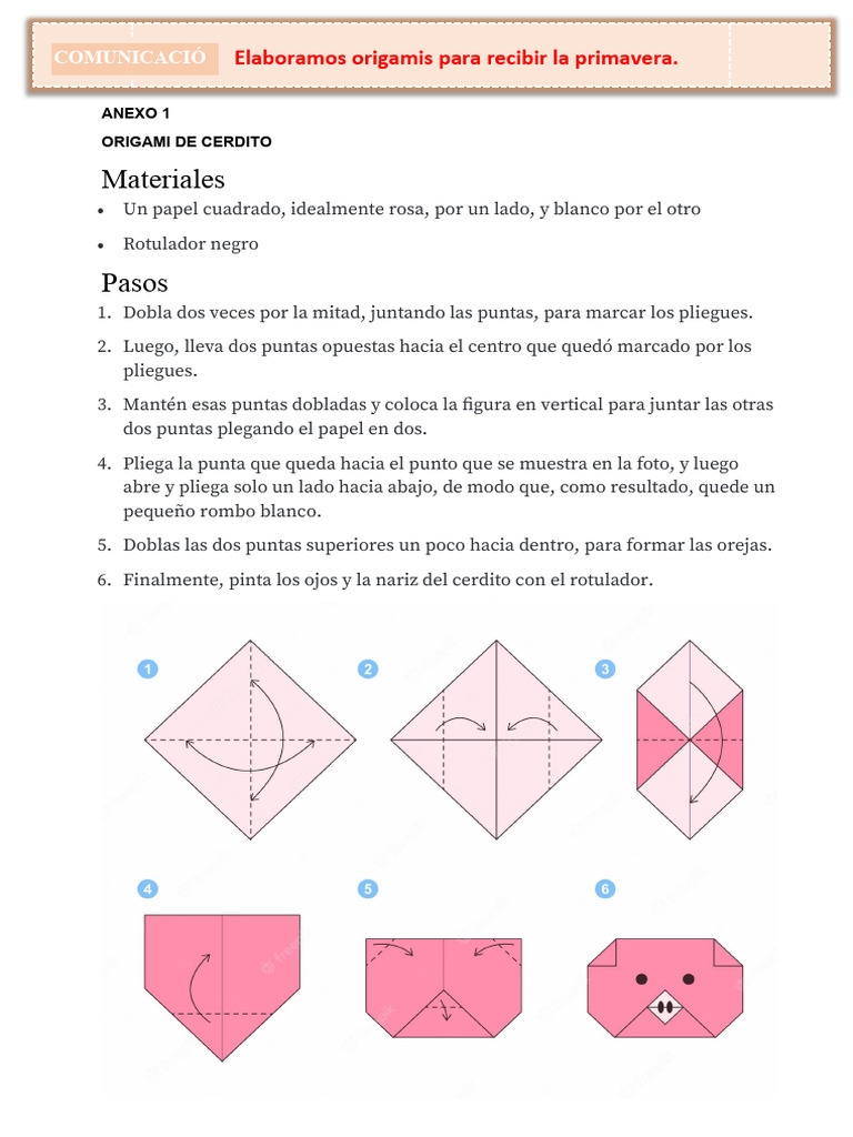 D5 A3 FICHA ARTE Elaboramos Origamis para Recibir La Primavera. | PDF ...