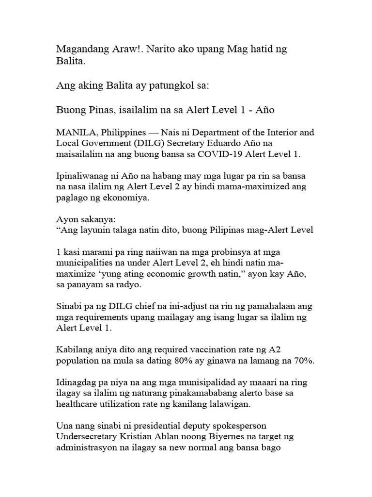 Balitaan Ko Bukas. | PDF