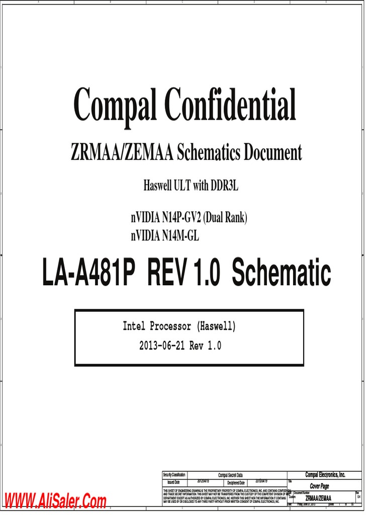 Toshiba Satellite E55 ZRMAA Compal LA-A481P Rev1.0 Schematic | PDF | Computer Engineering ...