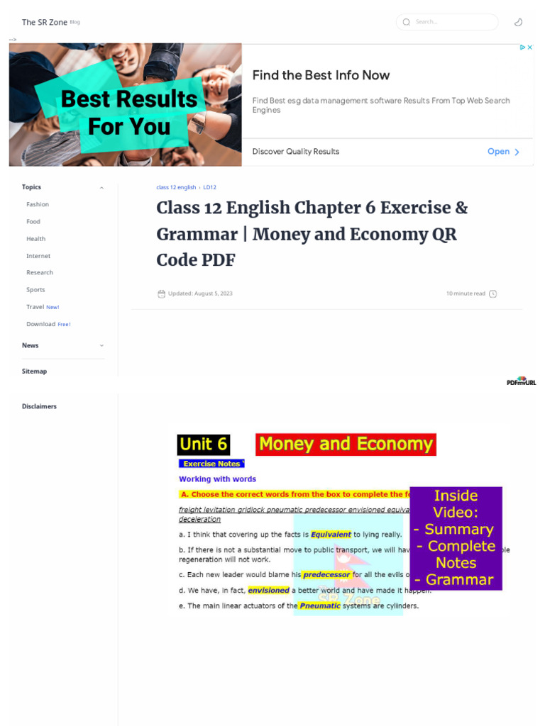 WWW TSZ Com NP 2021 08 Class-12-English-Book-Chapter-6-Money HTML | PDF ...