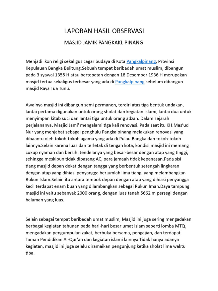 Laporan Hasil Observasi | PDF