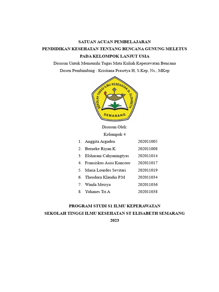 Kel 4 - Sap Bencana Gunung Meletus Pada Lansia | PDF