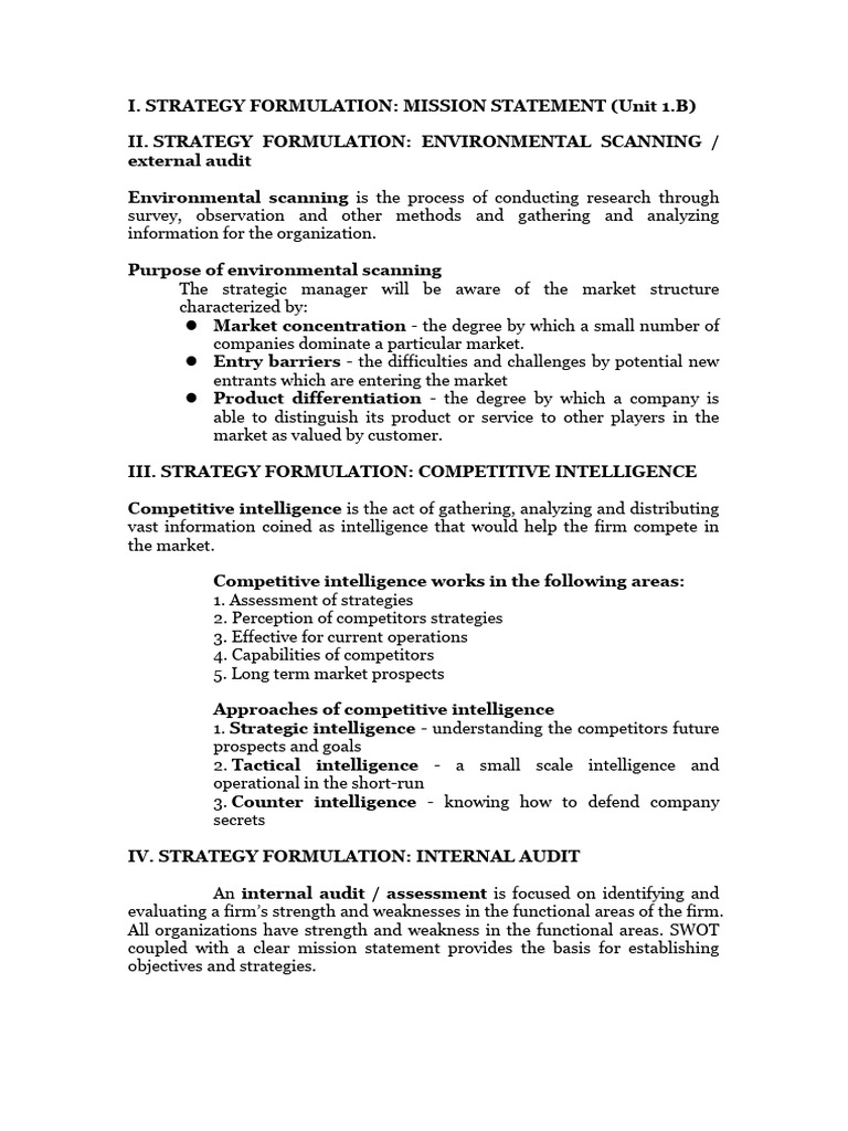 Strategy Formulation & Analysis Guide | PDF | Strategic Management ...