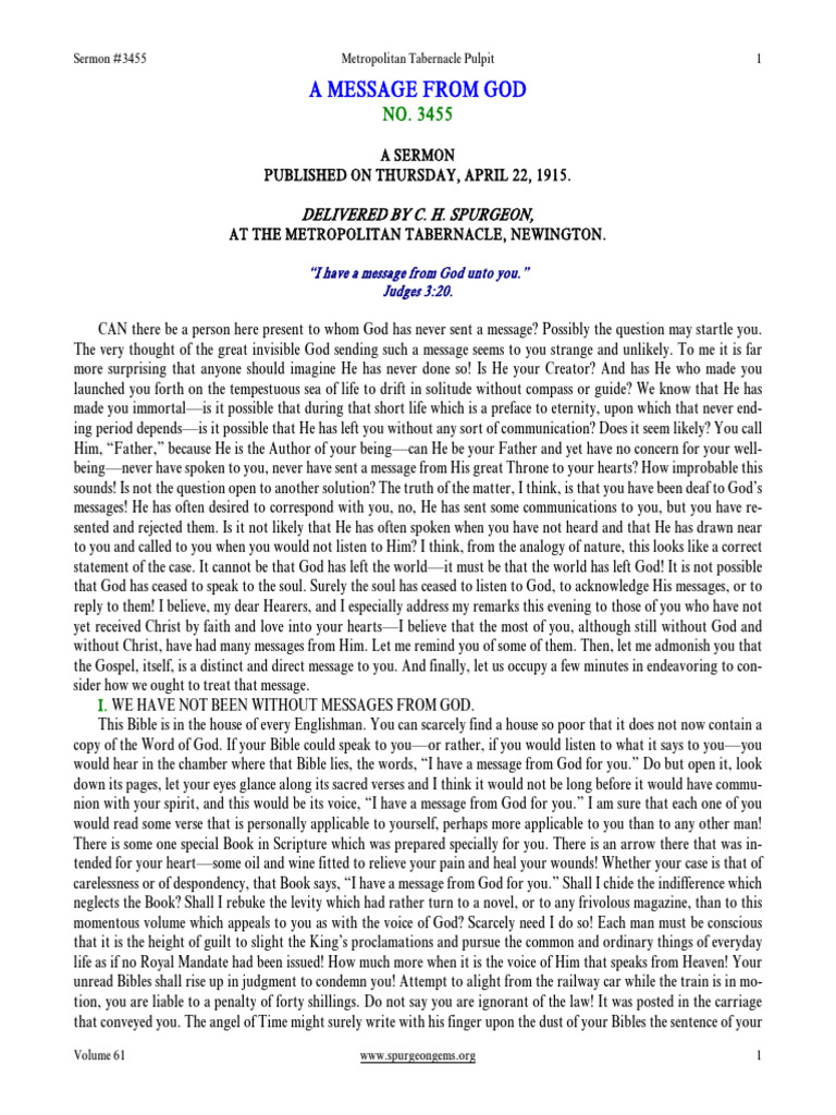 #3455 - A Message From God | PDF | Sermon | Jesus
