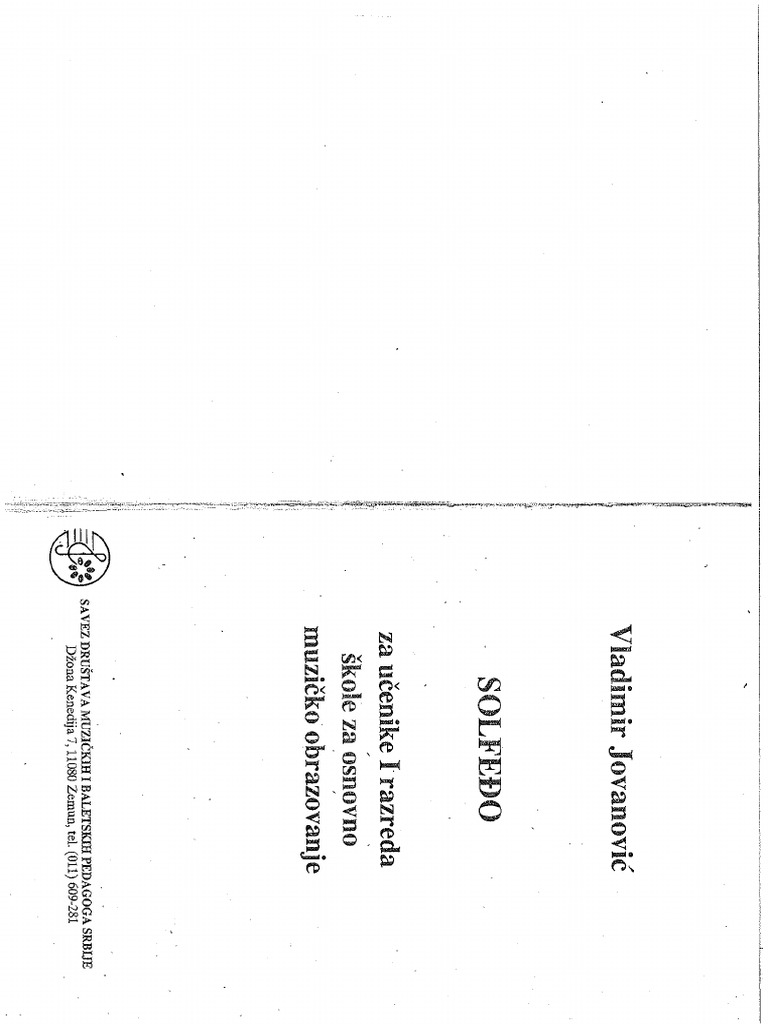 Vladimir Jovanovic Solfedjo Za Ucenike I Razreda Skole Za Osnovno ...