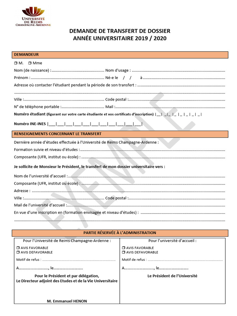 Demande - de - Transfert - Sortant Exemple | PDF