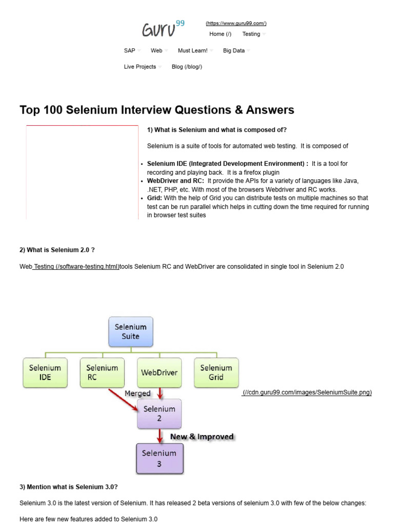 Selenium Interview Prep Guide | PDF | Selenium (Software) | Software Engineering