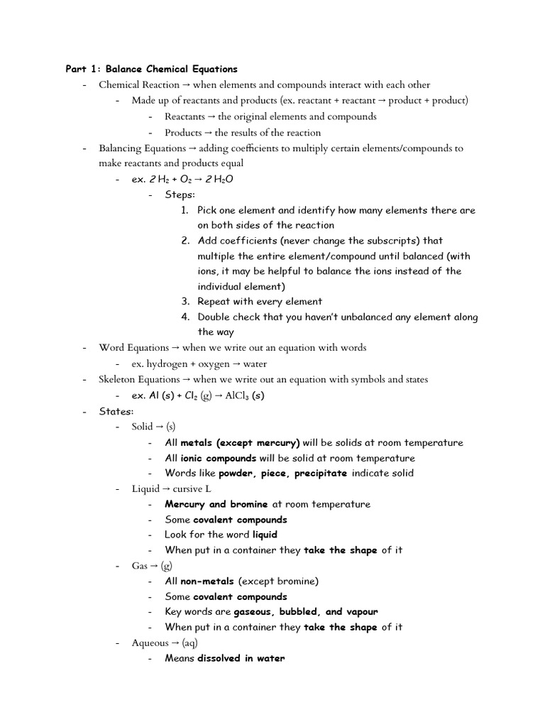 Test #2 Review Sheet | PDF | Chemical Reactions | Ph