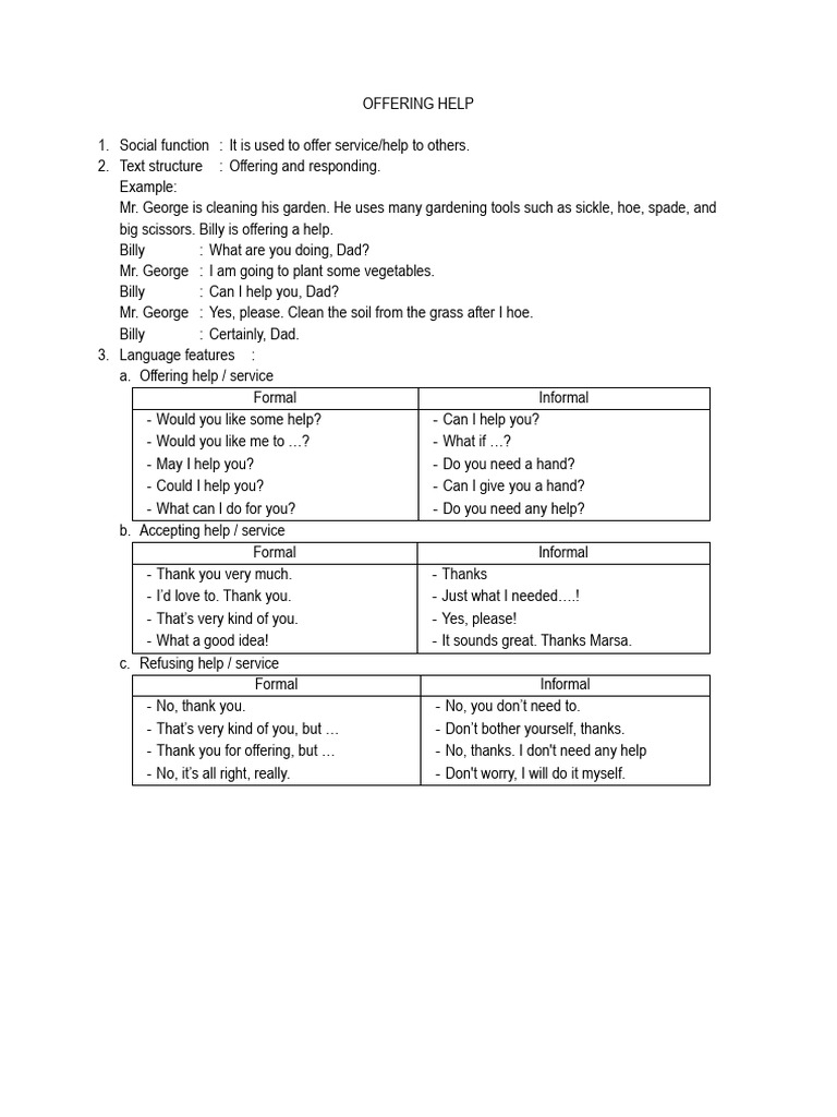 OFFERING HELP Expressions | PDF