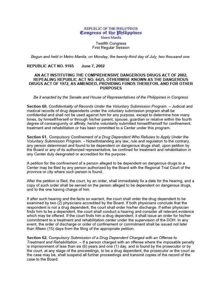 Republic Act No. 9165 | PDF | Probation | Punishments