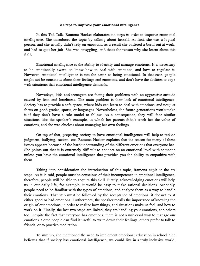 6 Steps To Improve Your Emotional Intelligence | PDF | Emotional ...