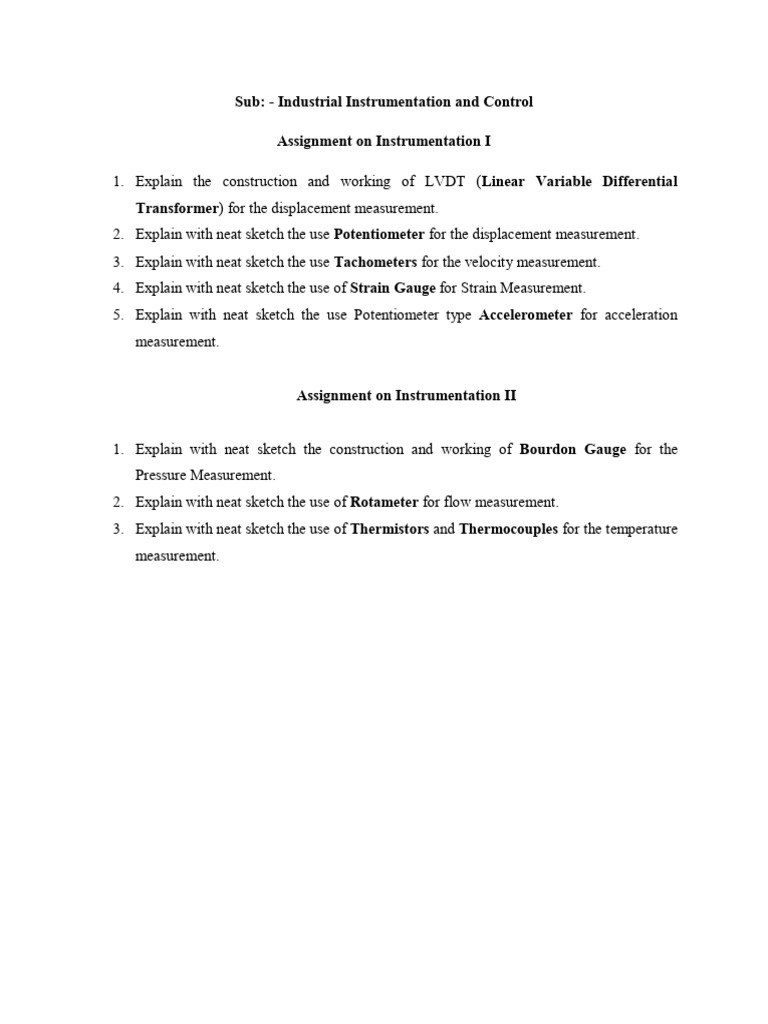 Assignment On Instrumentation I and II | PDF