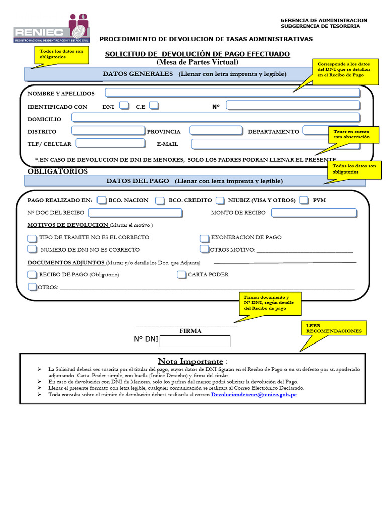 Instructivo Devolución Tasas | PDF | Gobierno y personalidad | Documento