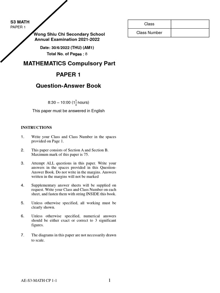 21-22 AE S3 Math1 | PDF | Classical Geometry | Mathematics