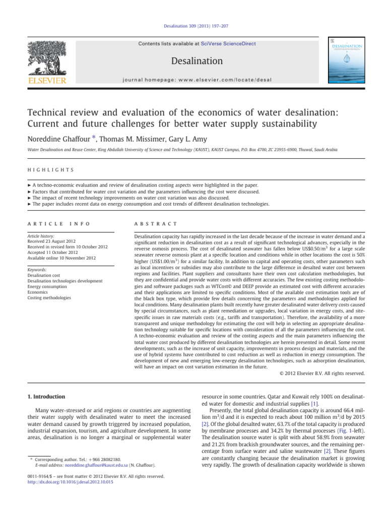 Desalination - 2013 | PDF | Desalination | Membrane