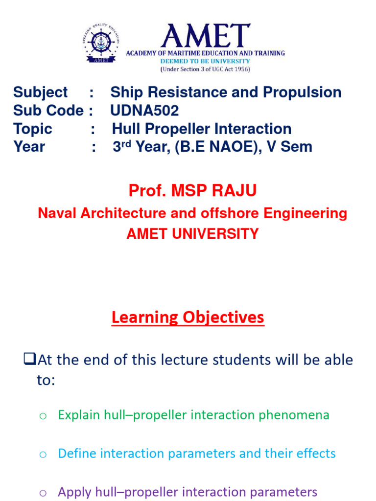 Resistance And Propulsion29 Hull Propeller Interaction 18oct2021