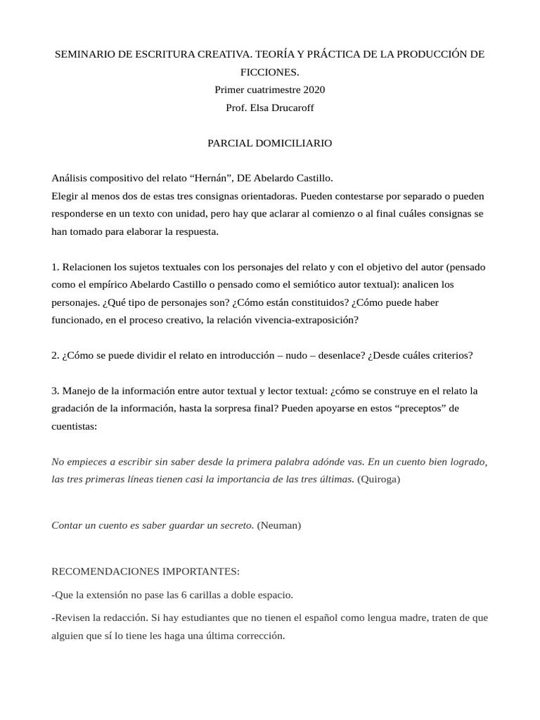 Análisis Literario de "Hernán" | PDF | Cuentos | Autor