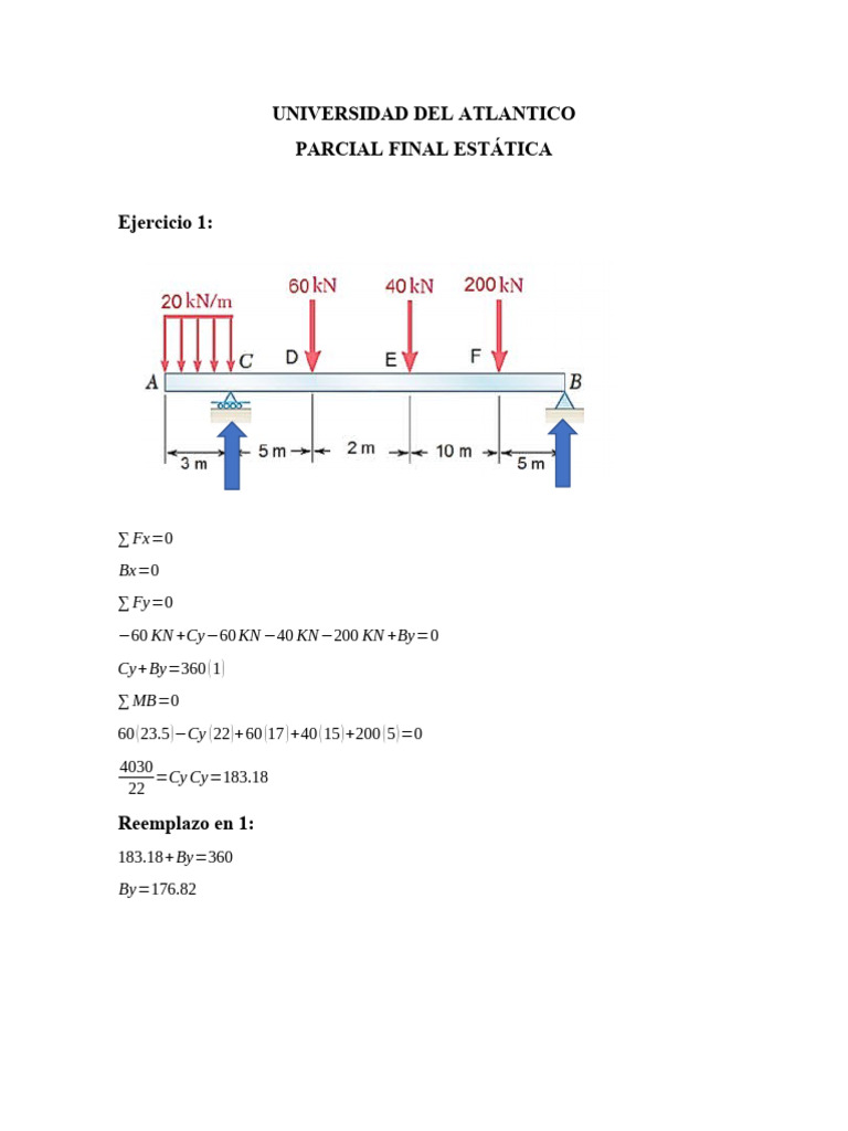 Parcial Final Estática | PDF | Mecánica de sólidos | Ingeniería mecánica