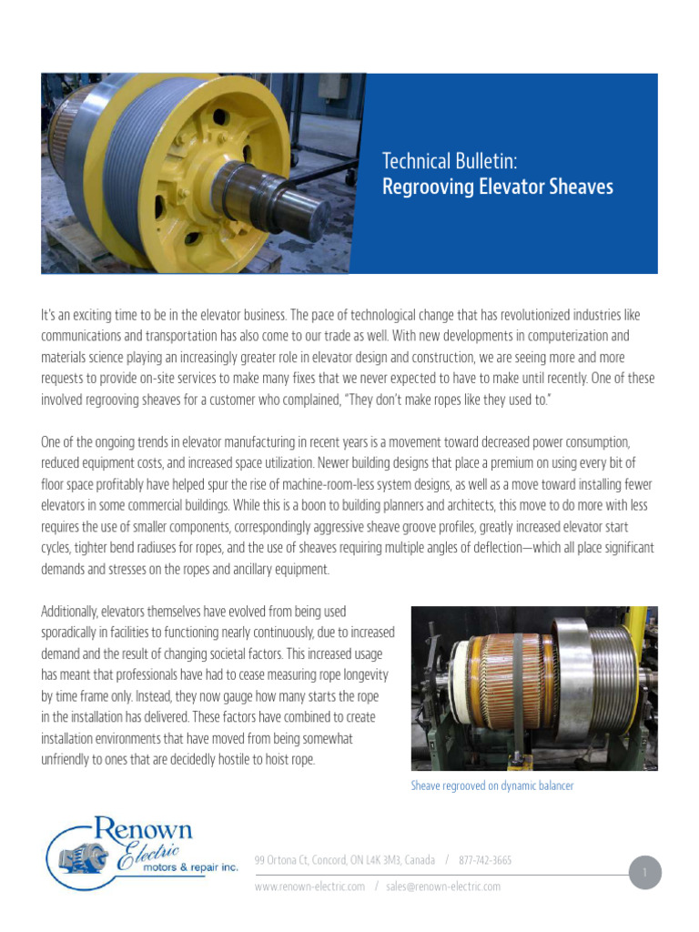 Regrooving Techniques for Elevator Sheaves | PDF | Elevator | Wire