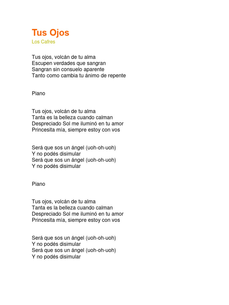 Tus Ojos - Los Cafres | PDF