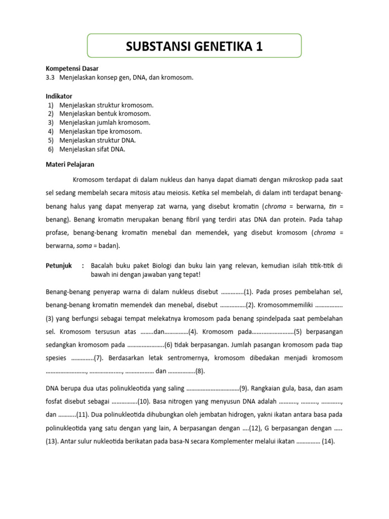 LKPD Substansi Genetika | PDF