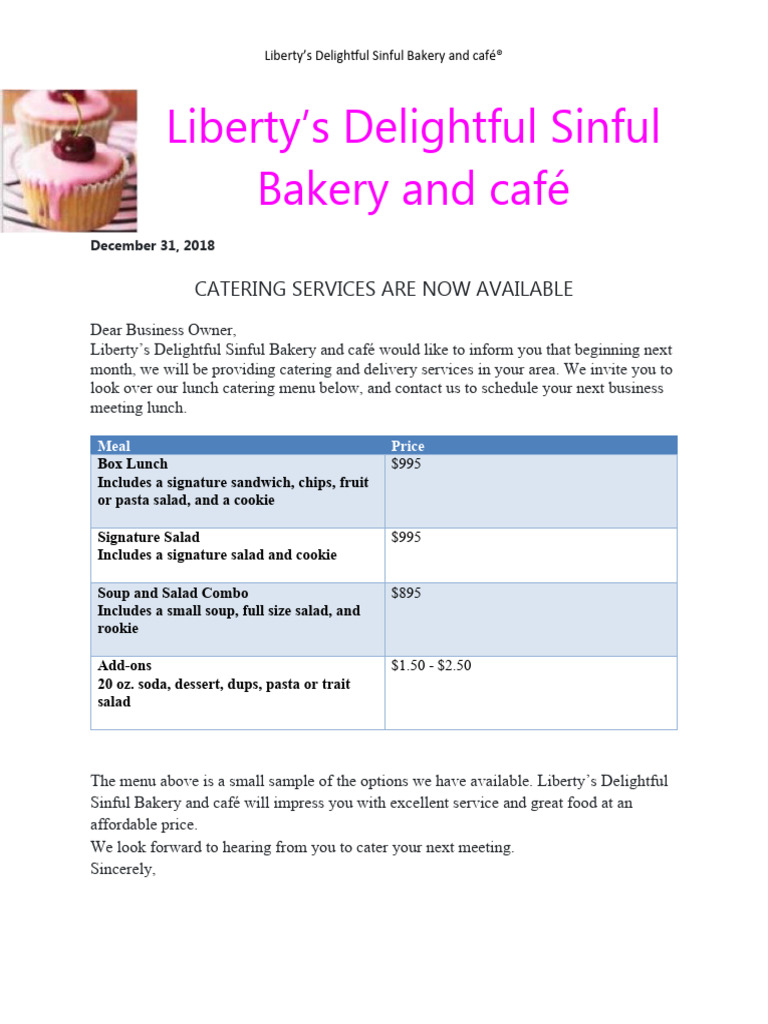 Liberty's Delightful Sinful Bakery and Café: Catering Services Are Now ...