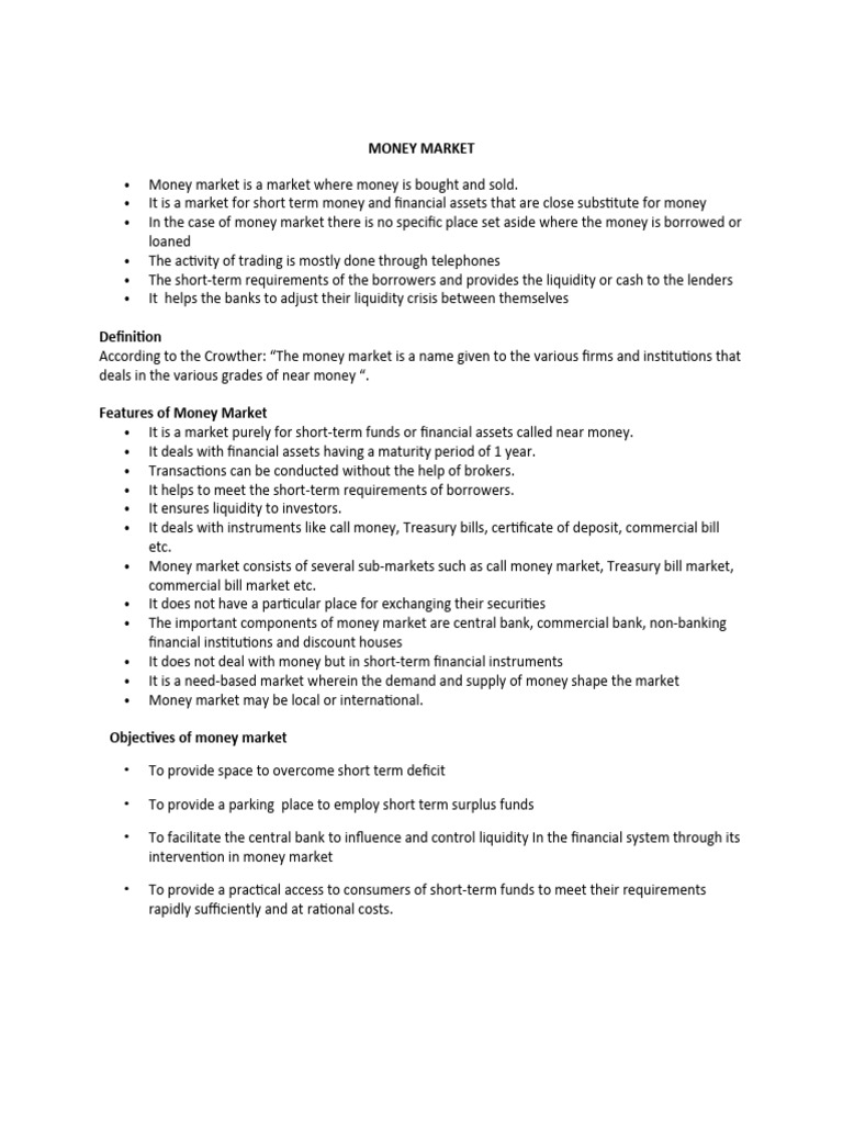 Money Market Notes | PDF | Financial Markets | Money Market