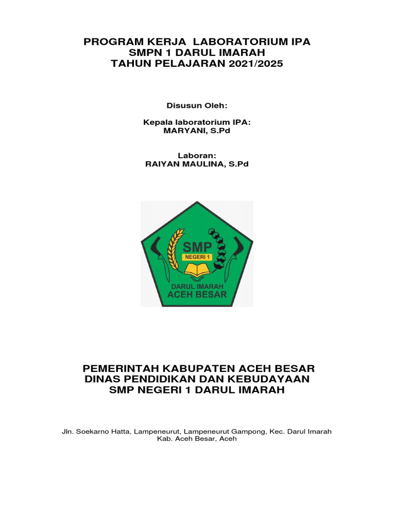 Program Kerja Laboratorium IPA SMPN 1 | PDF | Bisnis
