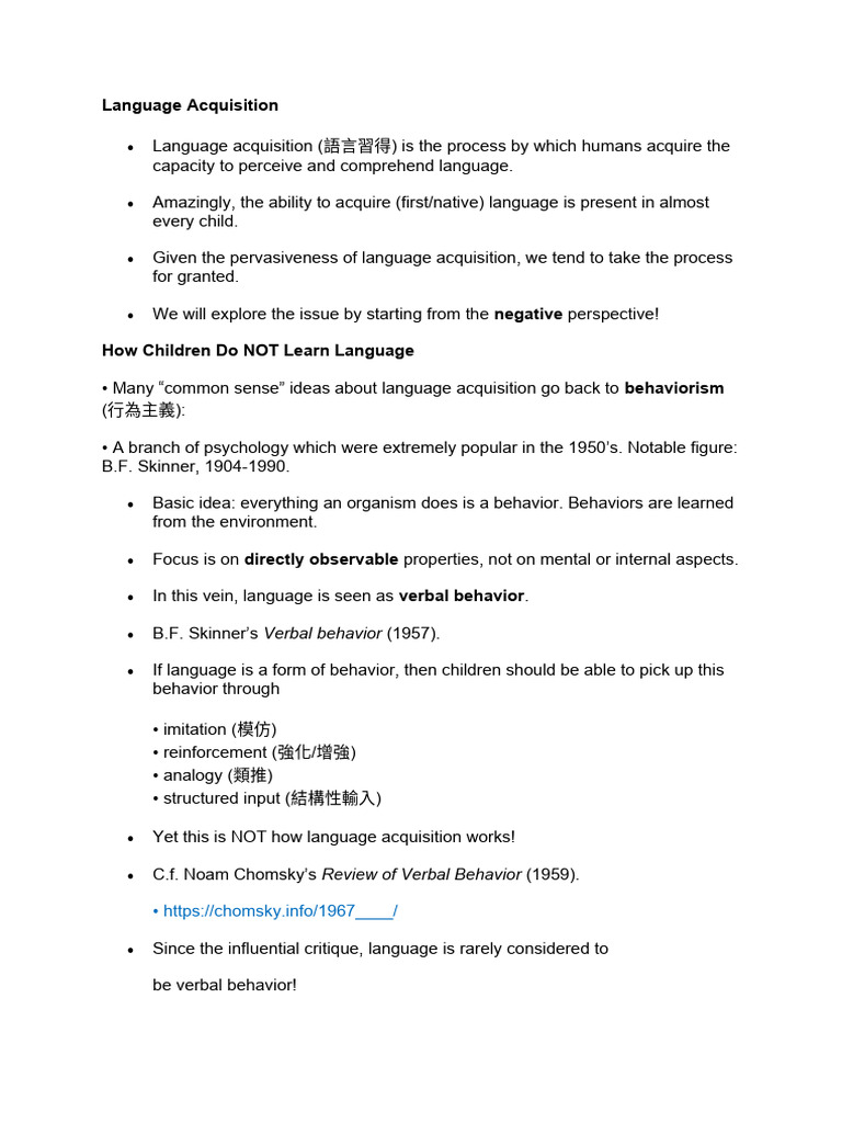 Acquisition | PDF | Language Acquisition | Word