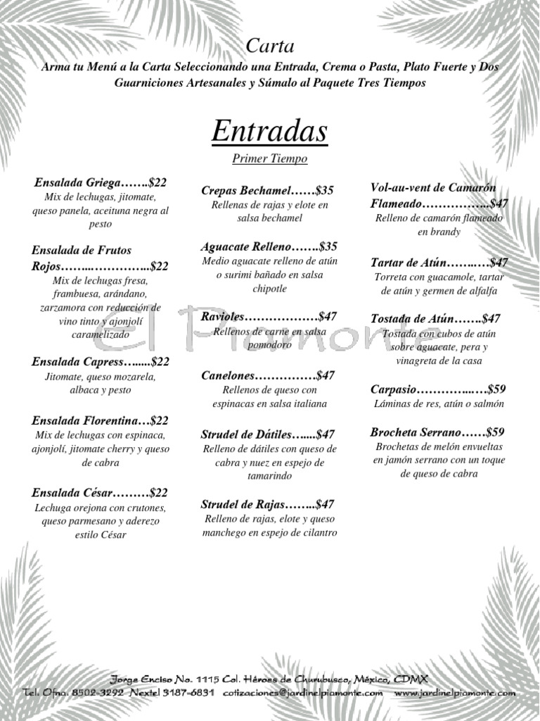 Menu para Tres Tiempos 2022 Ok 125983 63c70ac1776fd | PDF | ensalada ...