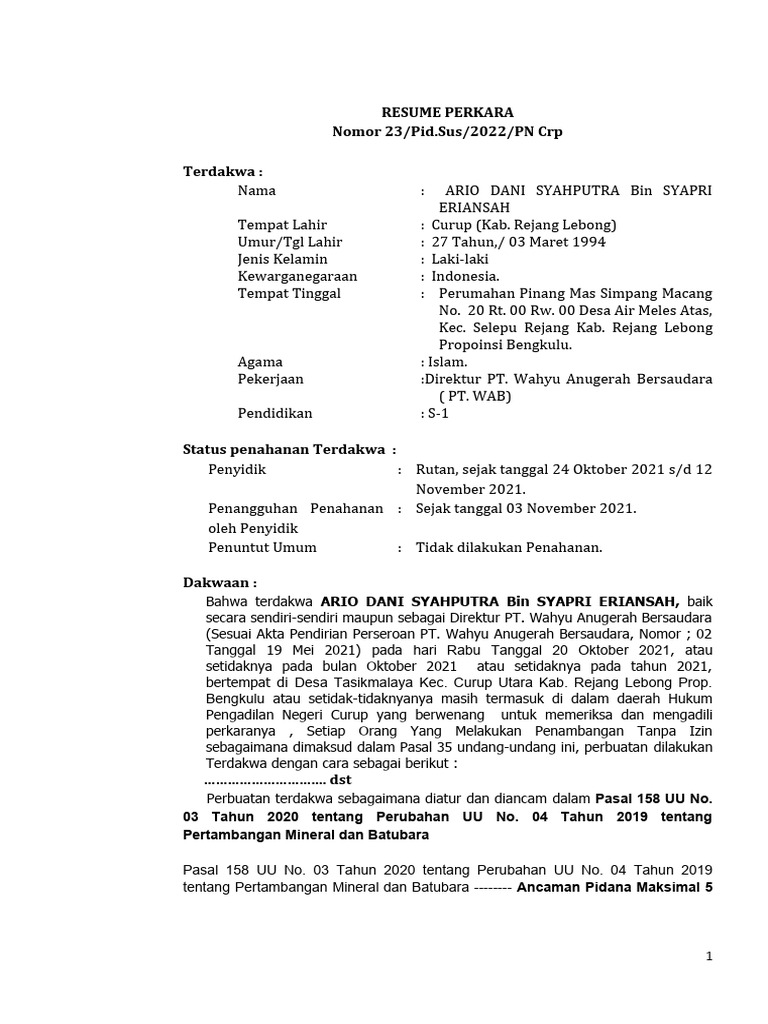 Resume Perkara | PDF