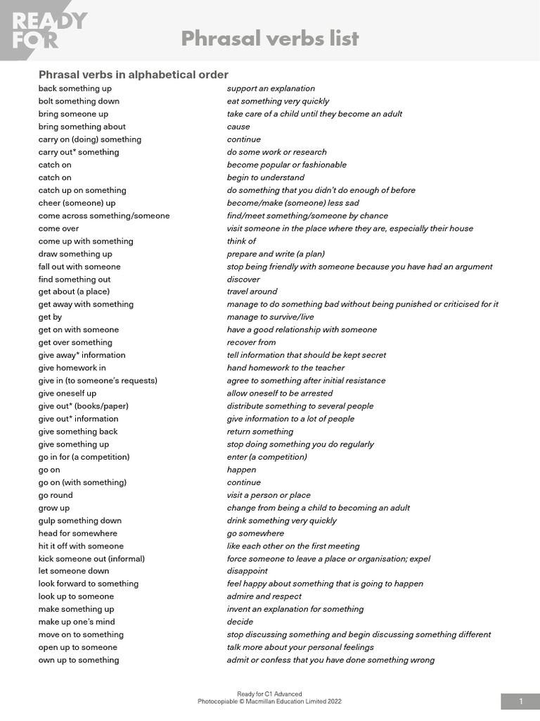 Phrasal Verbs List | PDF