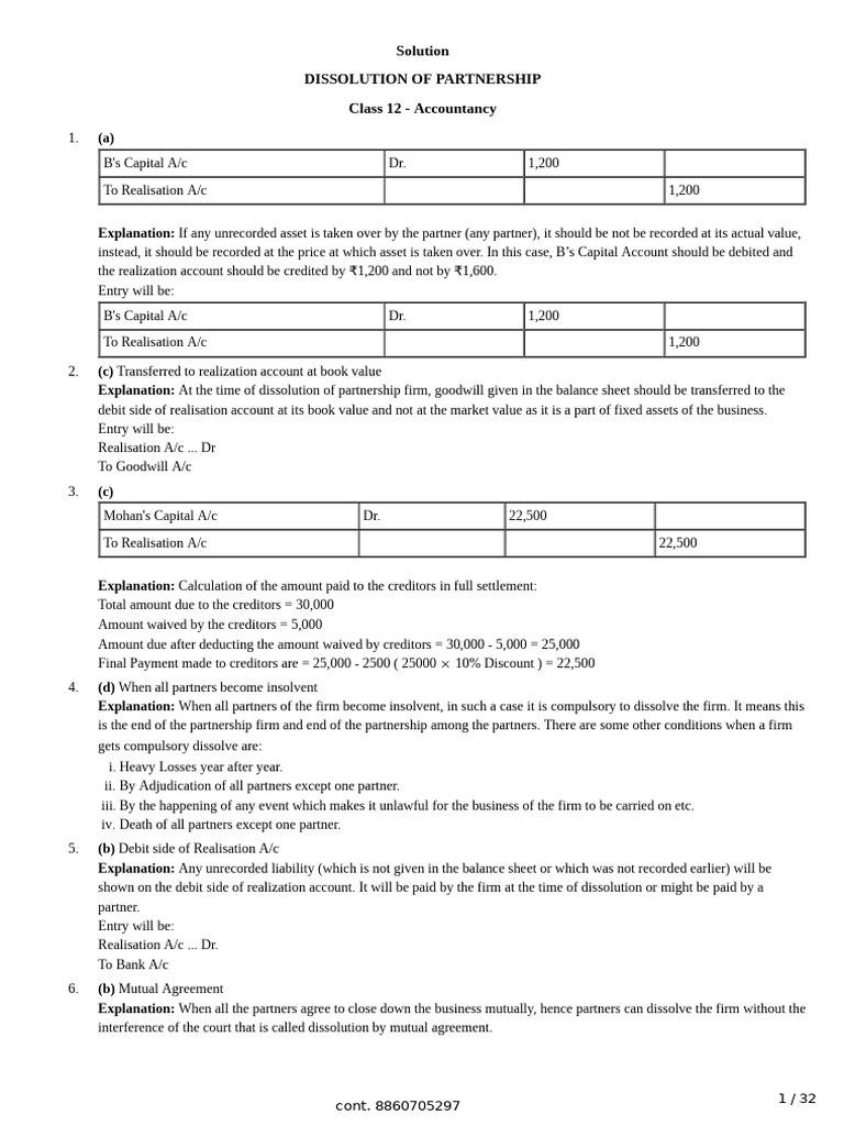 Dissolution Solution | PDF | Debits And Credits | Book Value